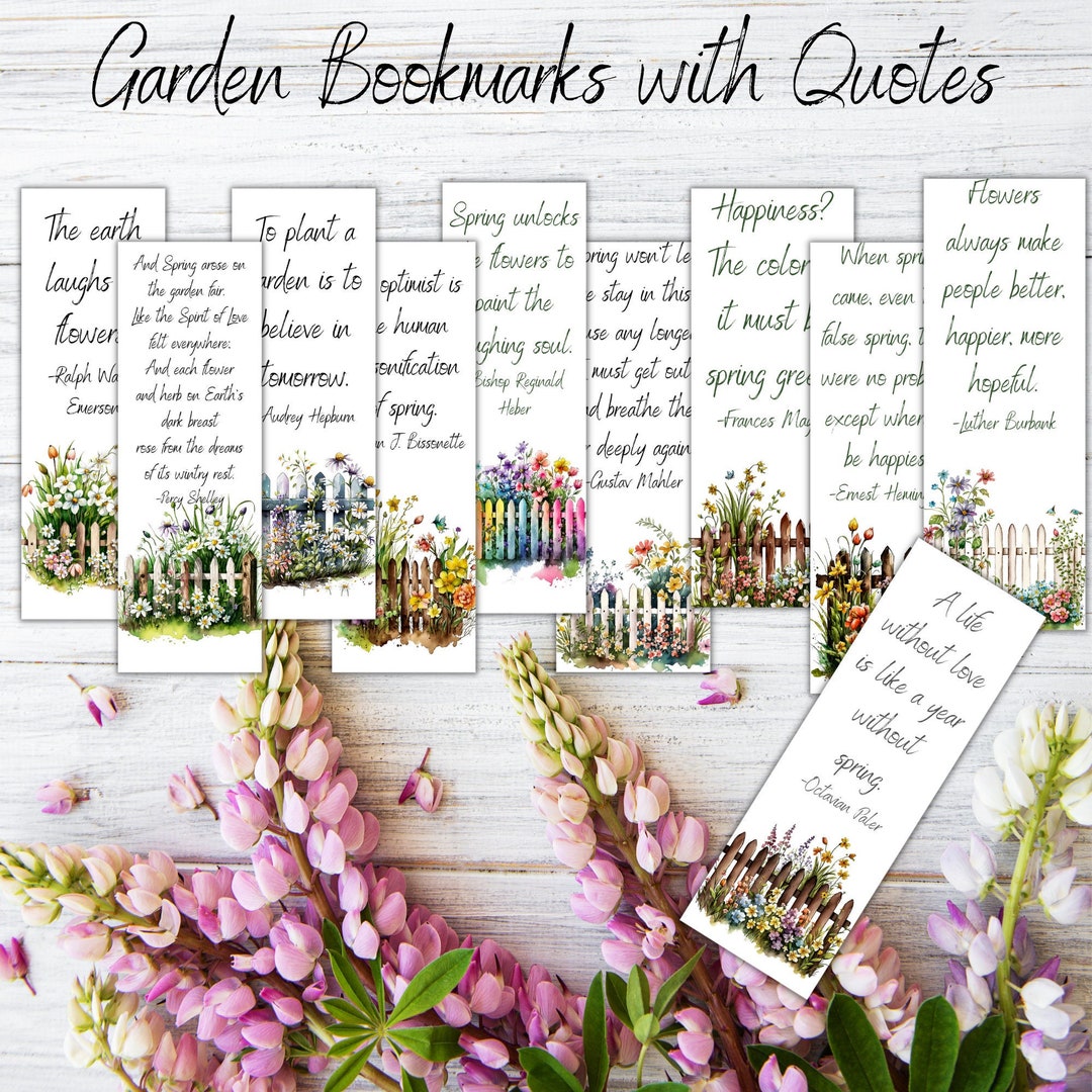 Flower Bookmarks With Quotes, Floral Bookmarks, Printable Bookmarks ...