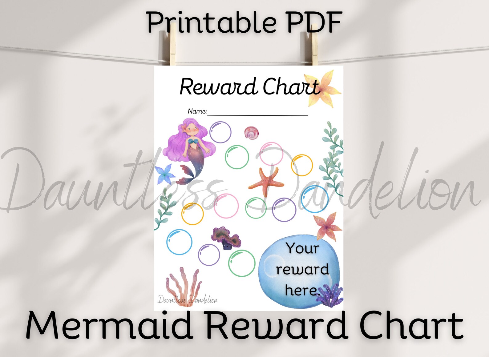 Mermaid Reward Chart, Bubble Reward Chart, Kids Reward Chart, Toddler ...