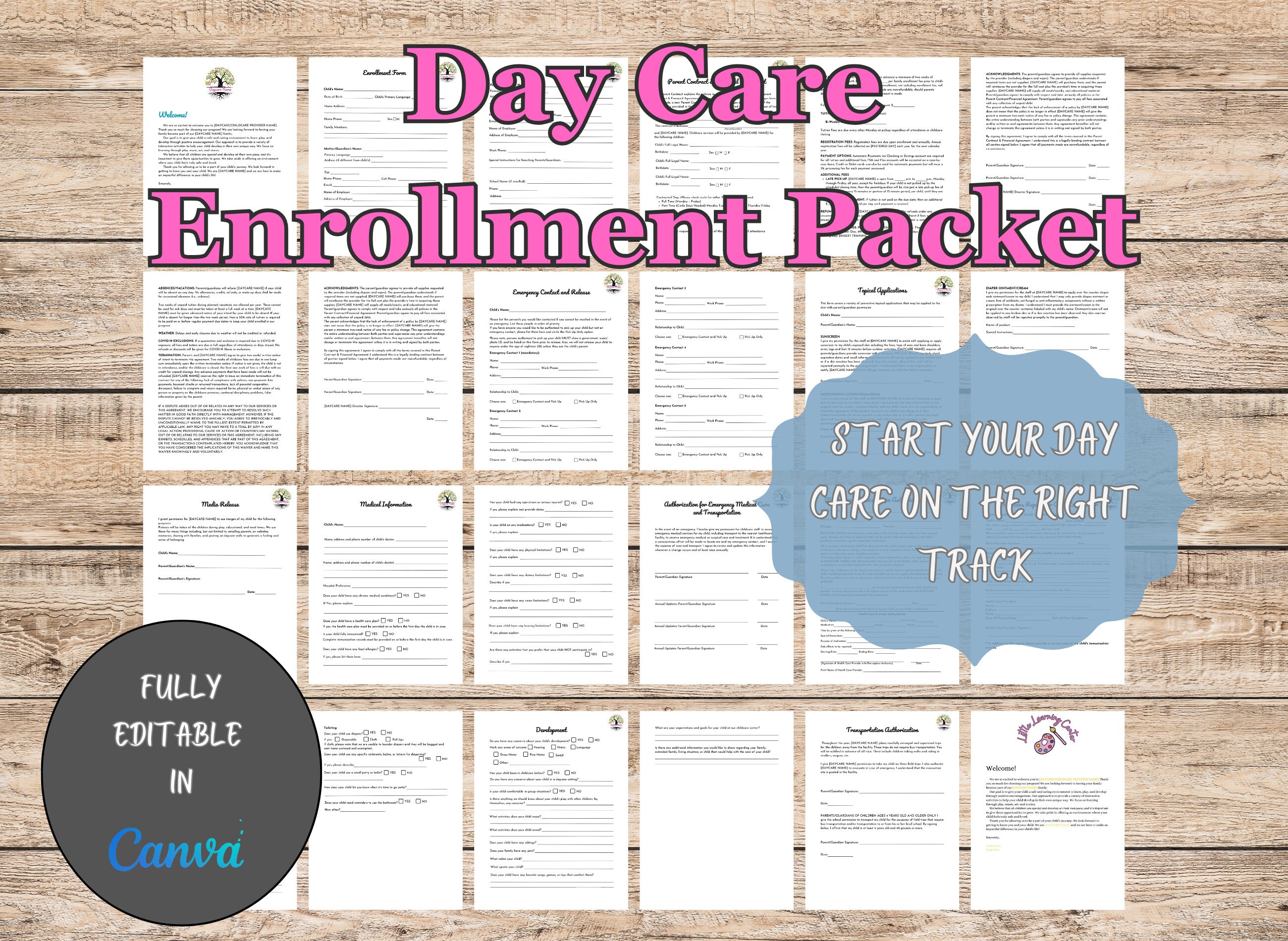 Daycare Enrollment Packet, Daycare Forms, Professional Child Care Forms, Home Day Care Kit - Etsy