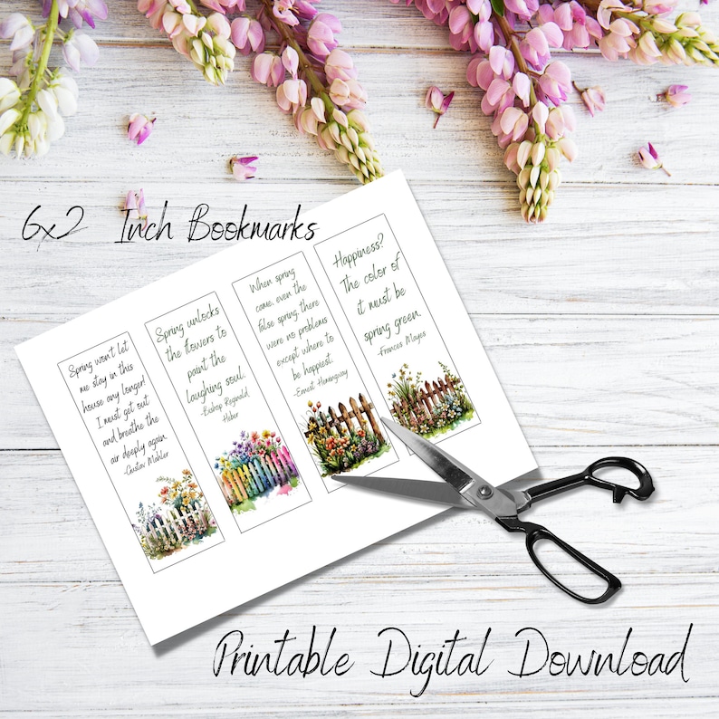 Flower Bookmarks With Quotes, Floral Bookmarks, Printable Bookmarks ...