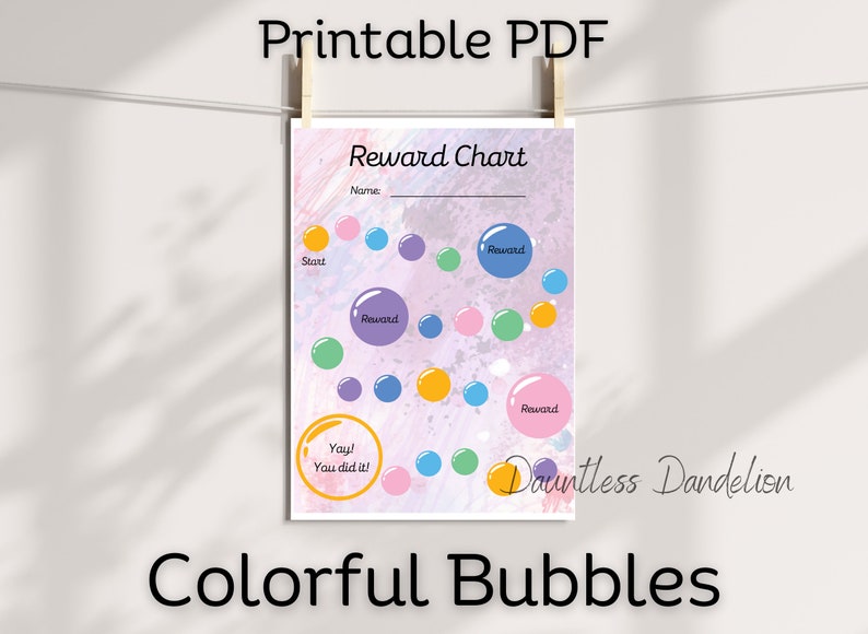 Bubble Reward Chart, Kids Reward Chart, Printable Goal Setting Chart - Etsy
