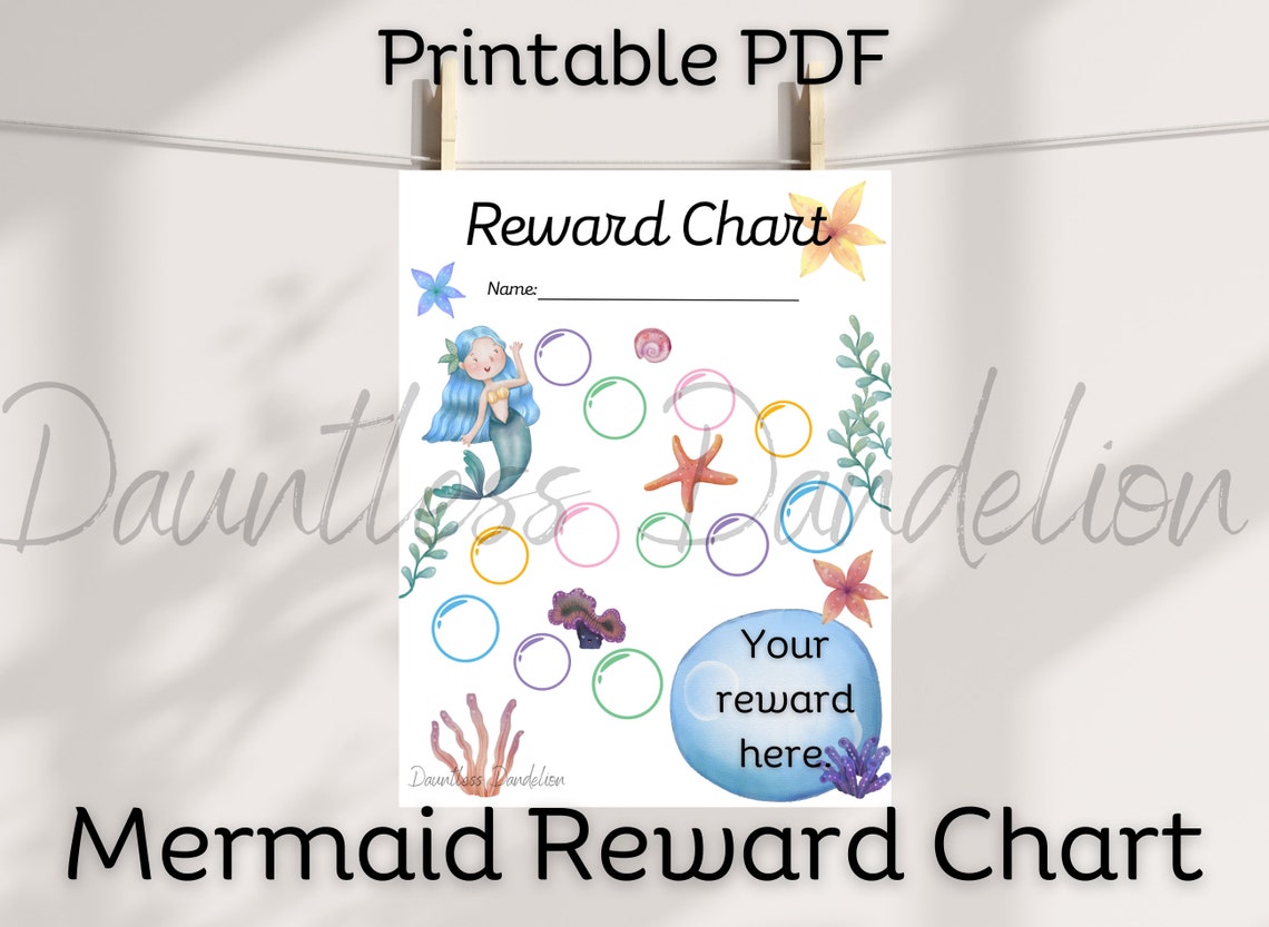 Girls Reward Chart, Mermaid Reward Chart Printable, Bubble Reward Chart ...