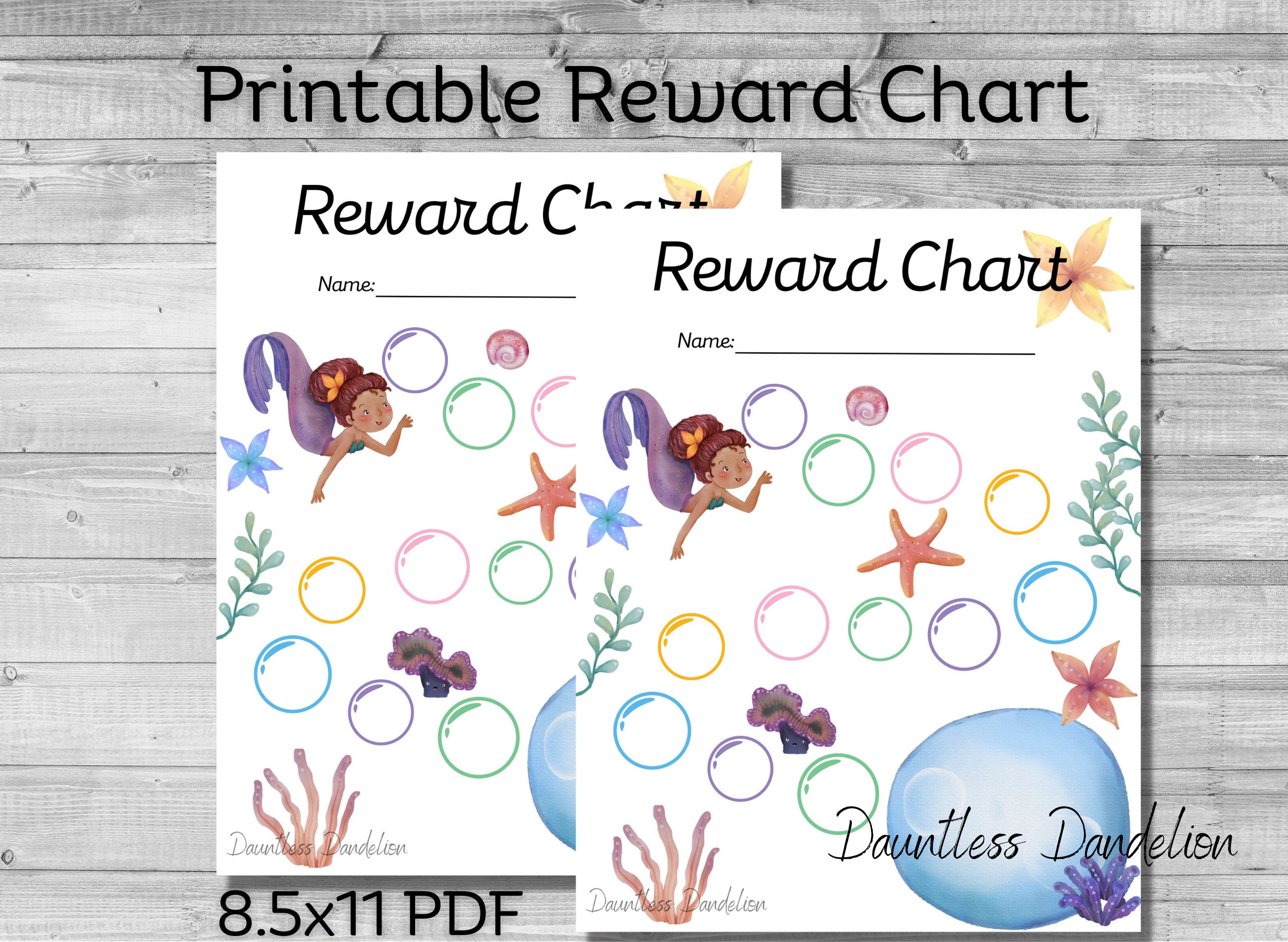 Mermaid Reward Chart, Kids Reward Chart, Goal Setting, Printable Reward ...
