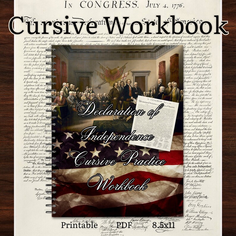 Cursive Writing Practice Workbook With the Declaration of Independence ...