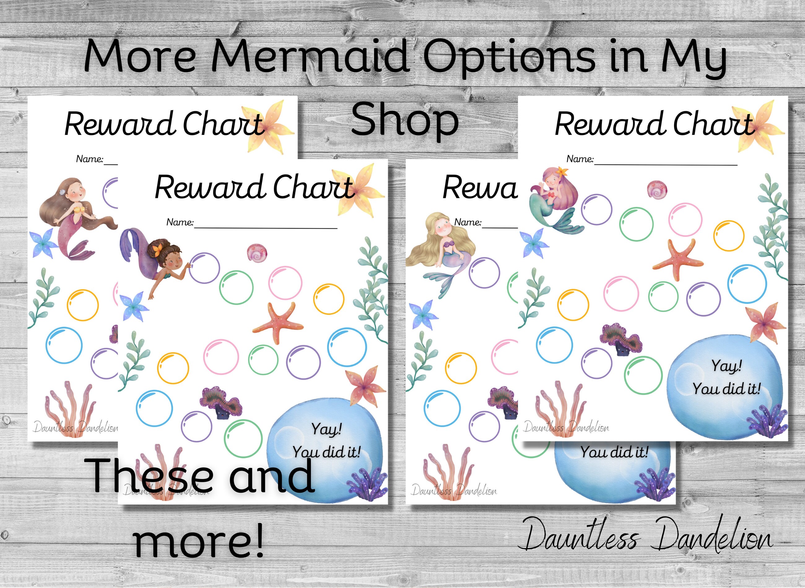 Printable Mermaid Reward Chart for Kids - Etsy