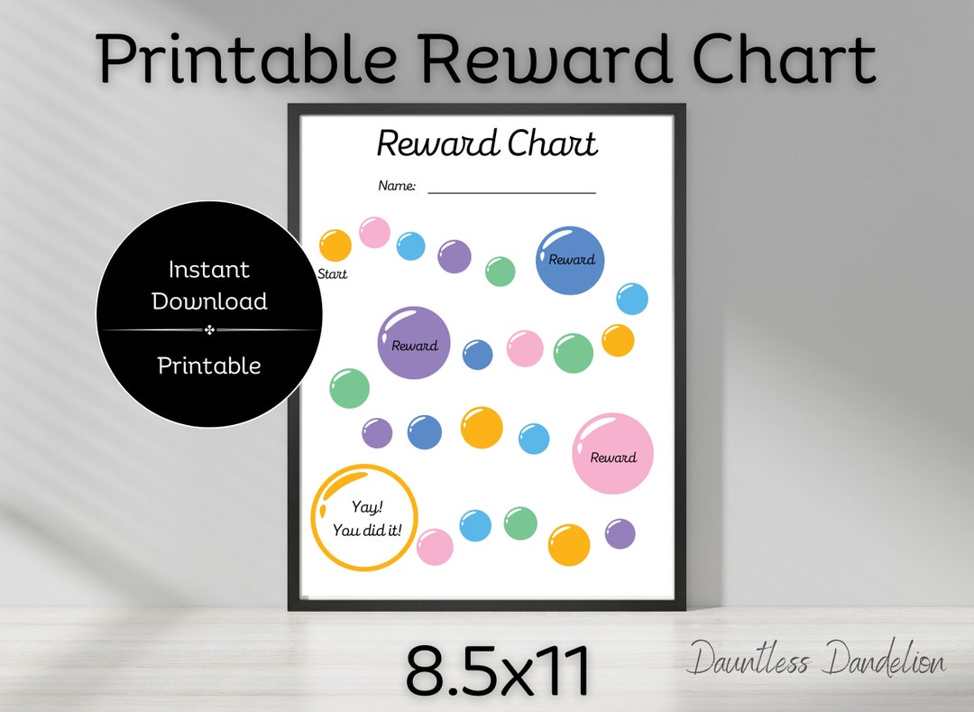 Reward Chart, Printable Reward Chart, Bubble Reward Chart for Kids - Etsy