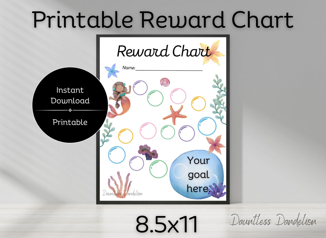 Mermaid Reward Chart, Kids Reward Chart, Minimal Reward Chart, Potty ...