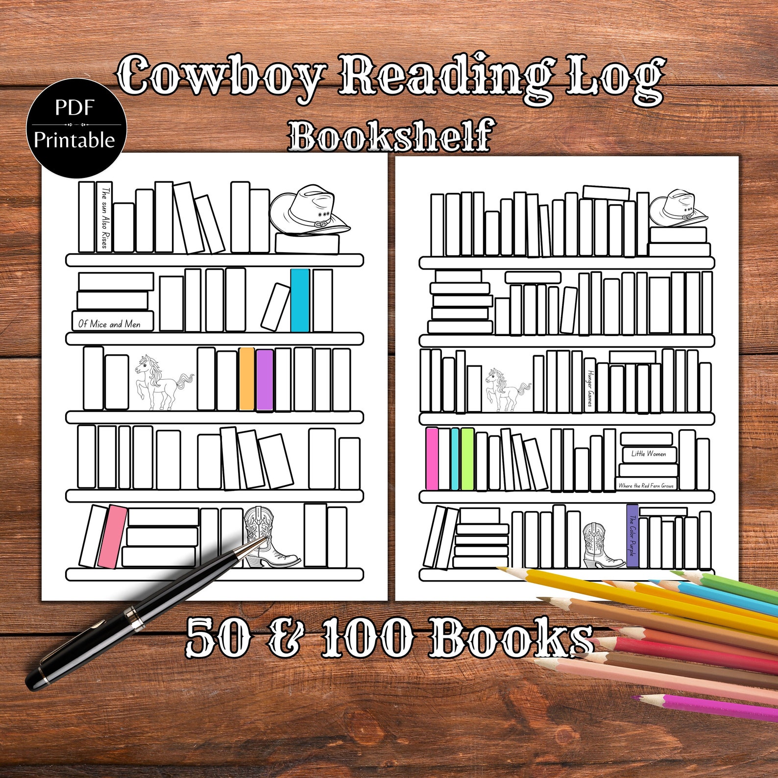 Cowboy Reading Log, Western Reading Tracker, Printable Coloring ...