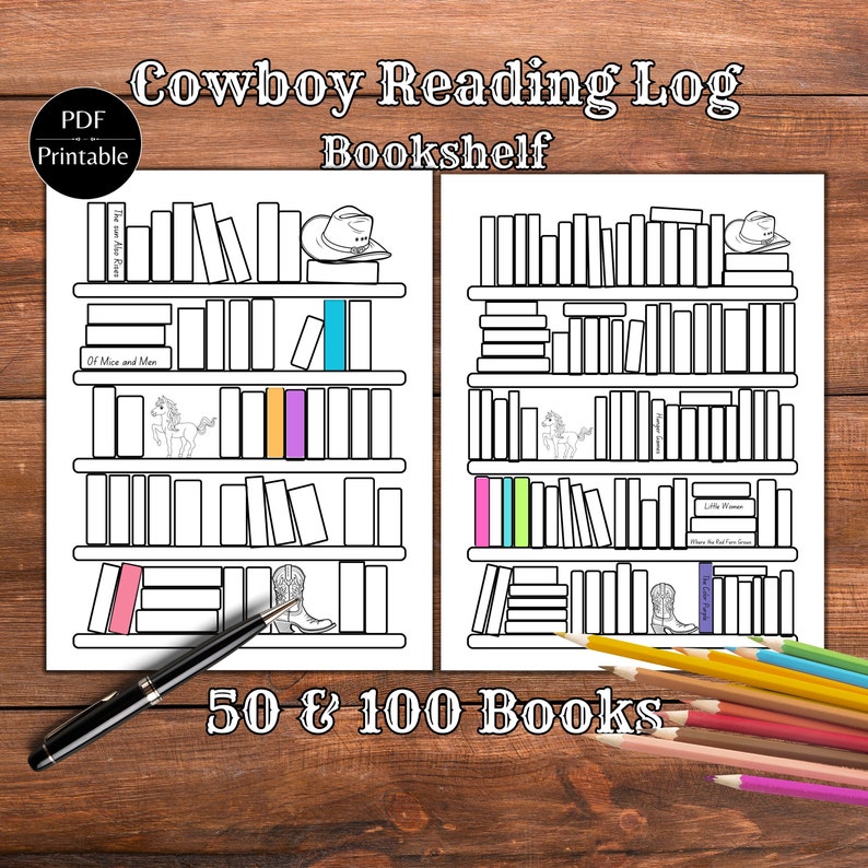 Cowboy Reading Log, Western Reading Tracker, Printable Coloring ...