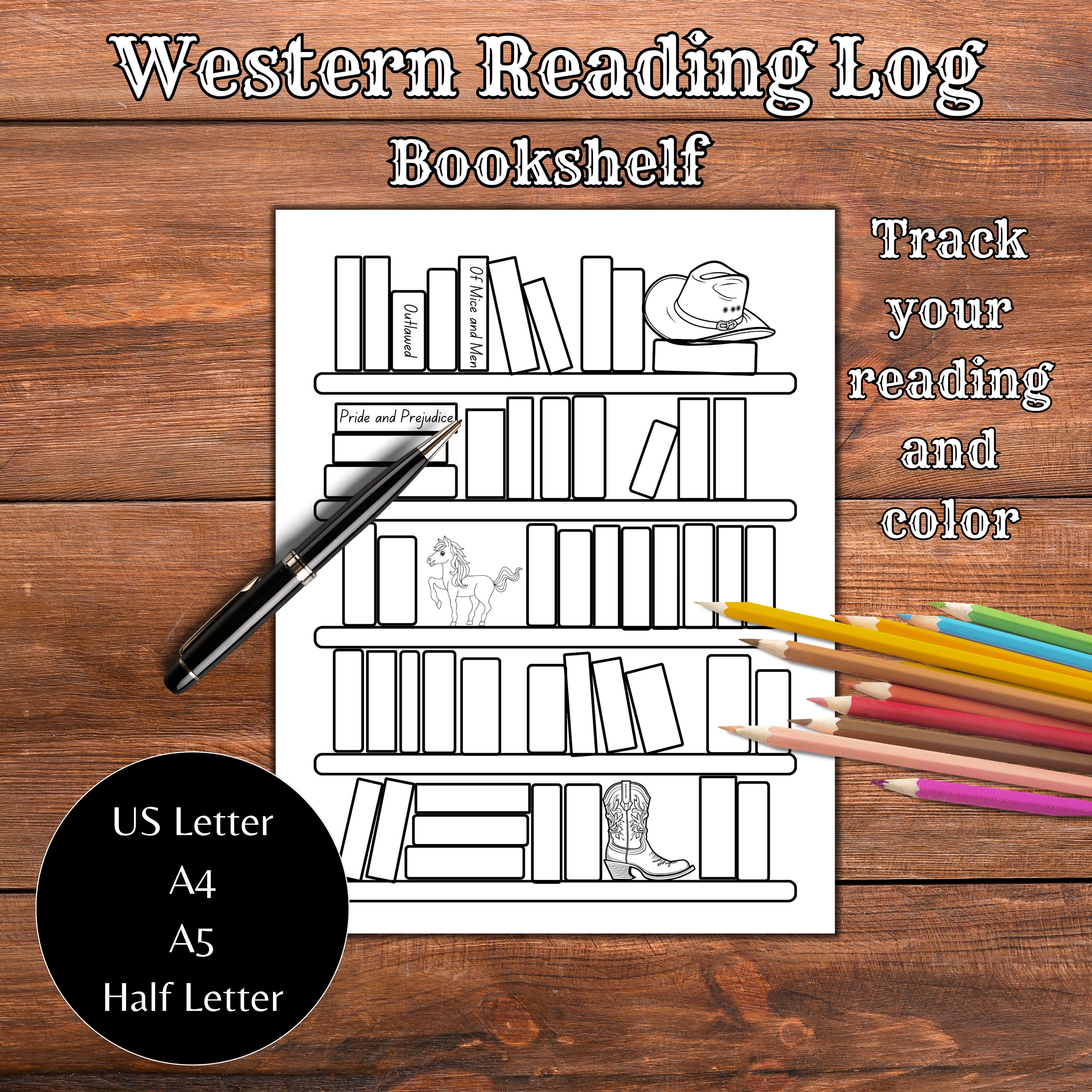 Cowboy Reading Log, Western Reading Tracker, Printable Coloring ...