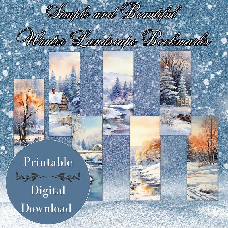 Winter Bookmarks, Holiday Winter Landscape Printable Bookmarks - Etsy