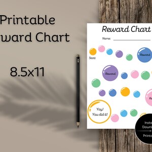 Reward Chart, Printable Reward Chart, Bubble Reward Chart for Kids - Etsy