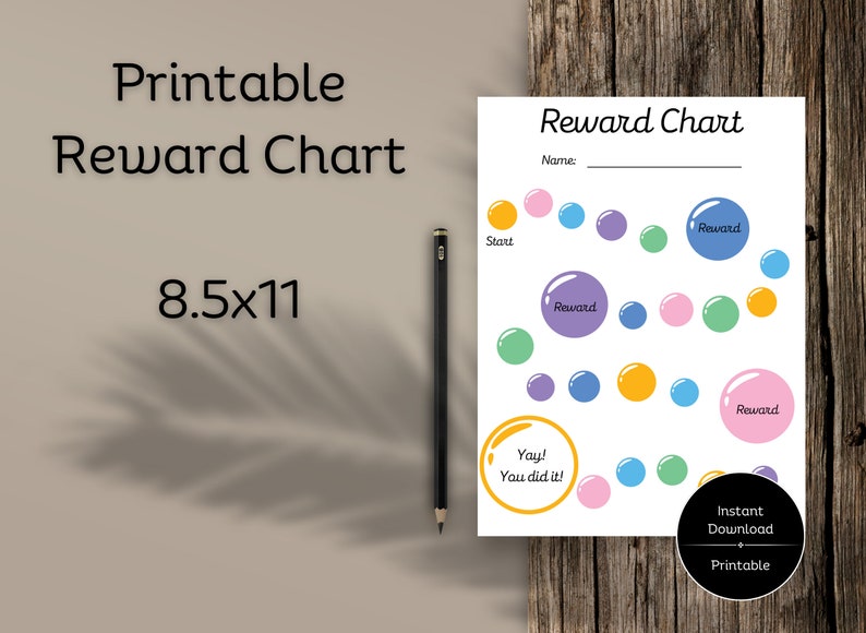 Reward Chart, Printable Reward Chart, Bubble Reward Chart for Kids - Etsy