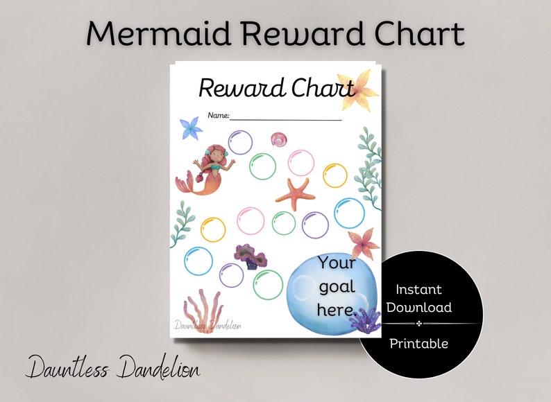 Mermaid Reward Chart, Kids Reward Chart, Motivational Goal Setting ...