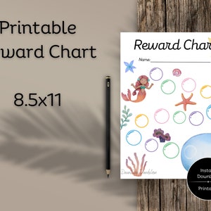 Mermaid Reward Chart, Kids Reward Chart, Motivational Goal Setting ...