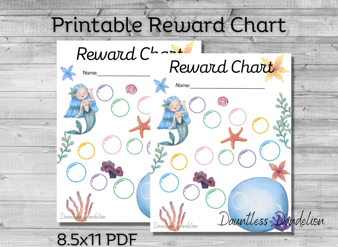 Girls Reward Chart, Mermaid Reward Chart Printable, Bubble Reward Chart ...