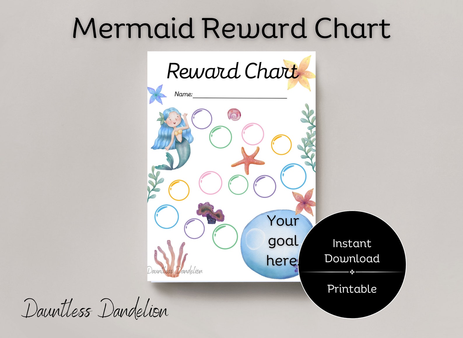 Girls Reward Chart, Mermaid Reward Chart Printable, Bubble Reward Chart ...