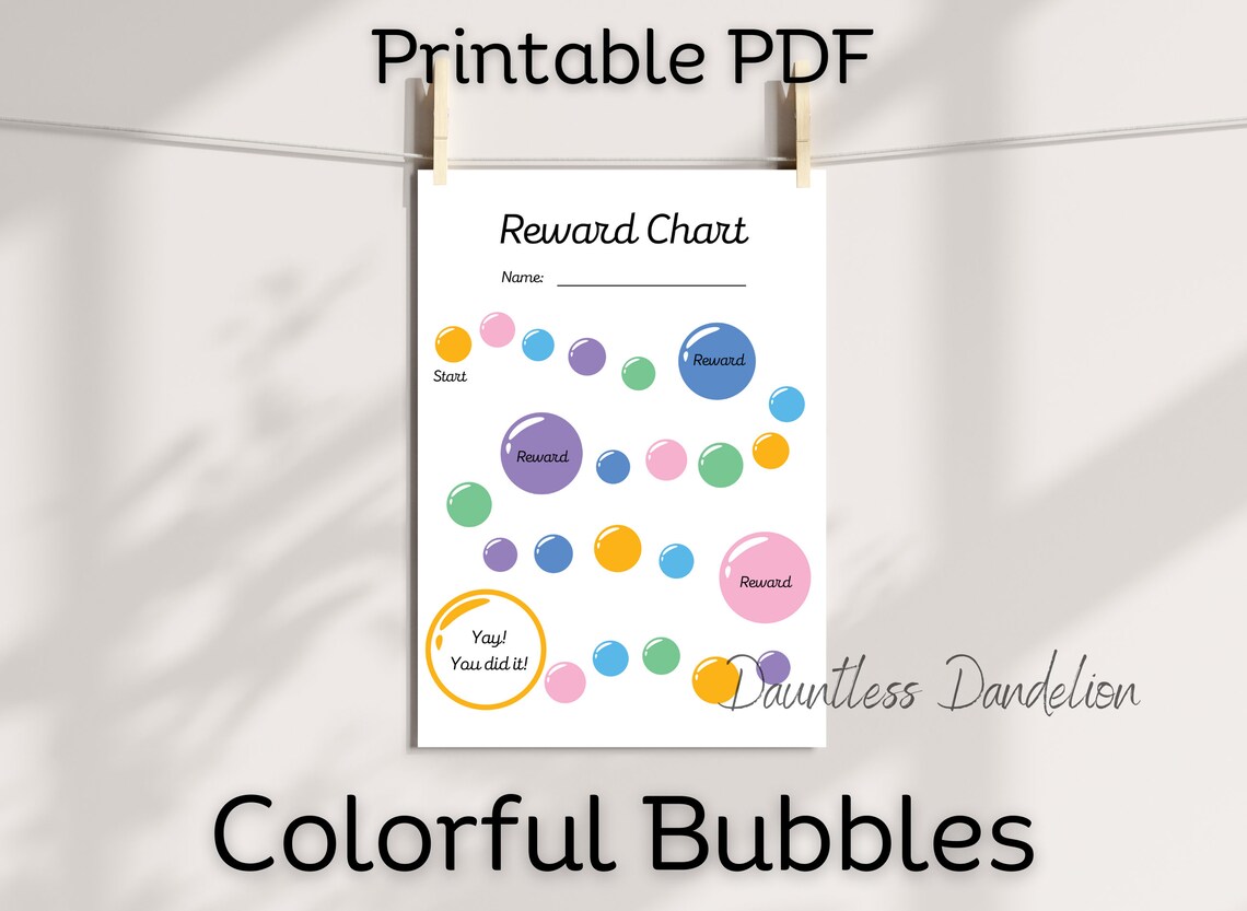 Reward Chart, Printable Reward Chart, Bubble Reward Chart for Kids - Etsy