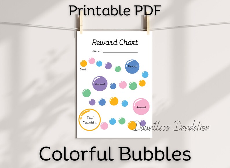 Reward Chart, Printable Reward Chart, Bubble Reward Chart for Kids - Etsy