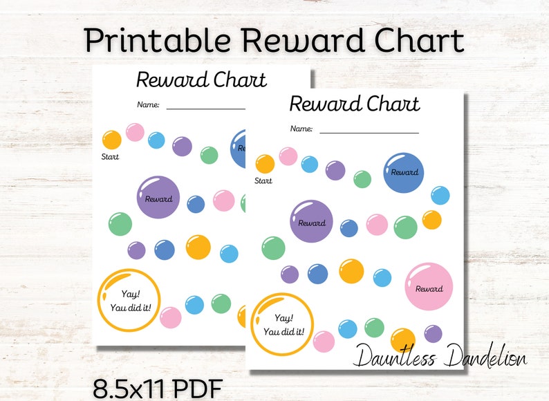 Reward Chart, Printable Reward Chart, Bubble Reward Chart for Kids - Etsy