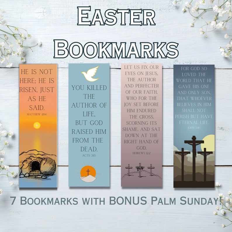 Easter Bookmarks Bible Verse Bookmarks Easter Gift Christian Bookmarks ...