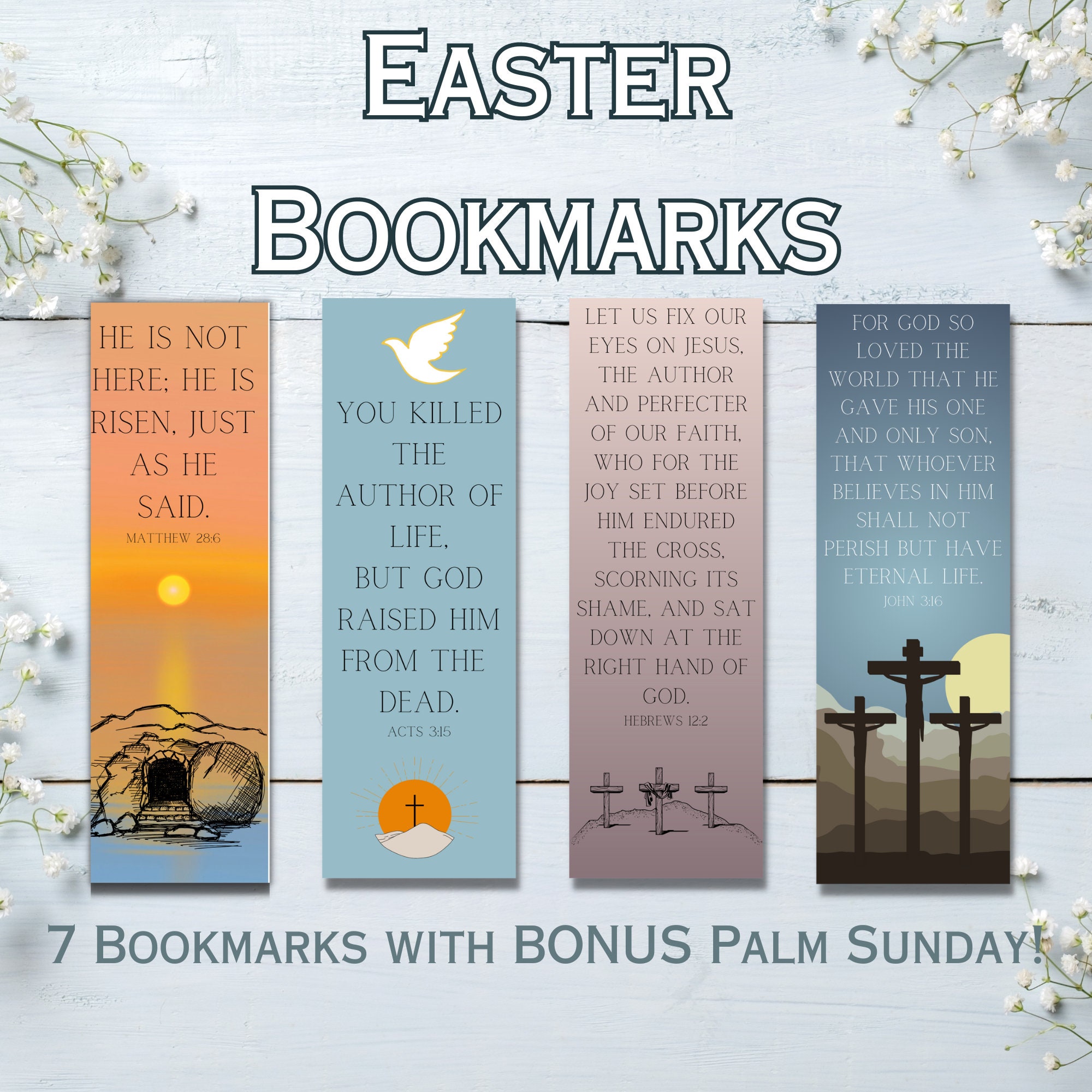 Easter Bookmarks Bible Verse Bookmarks Easter Gift Christian Bookmarks ...