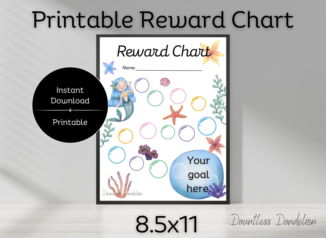 Girls Reward Chart, Mermaid Reward Chart Printable, Bubble Reward Chart ...