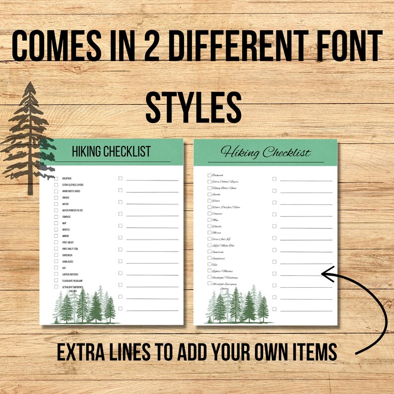 Hiking Checklist, Printable Checklist, Outdoor Safety Hiking List - Etsy