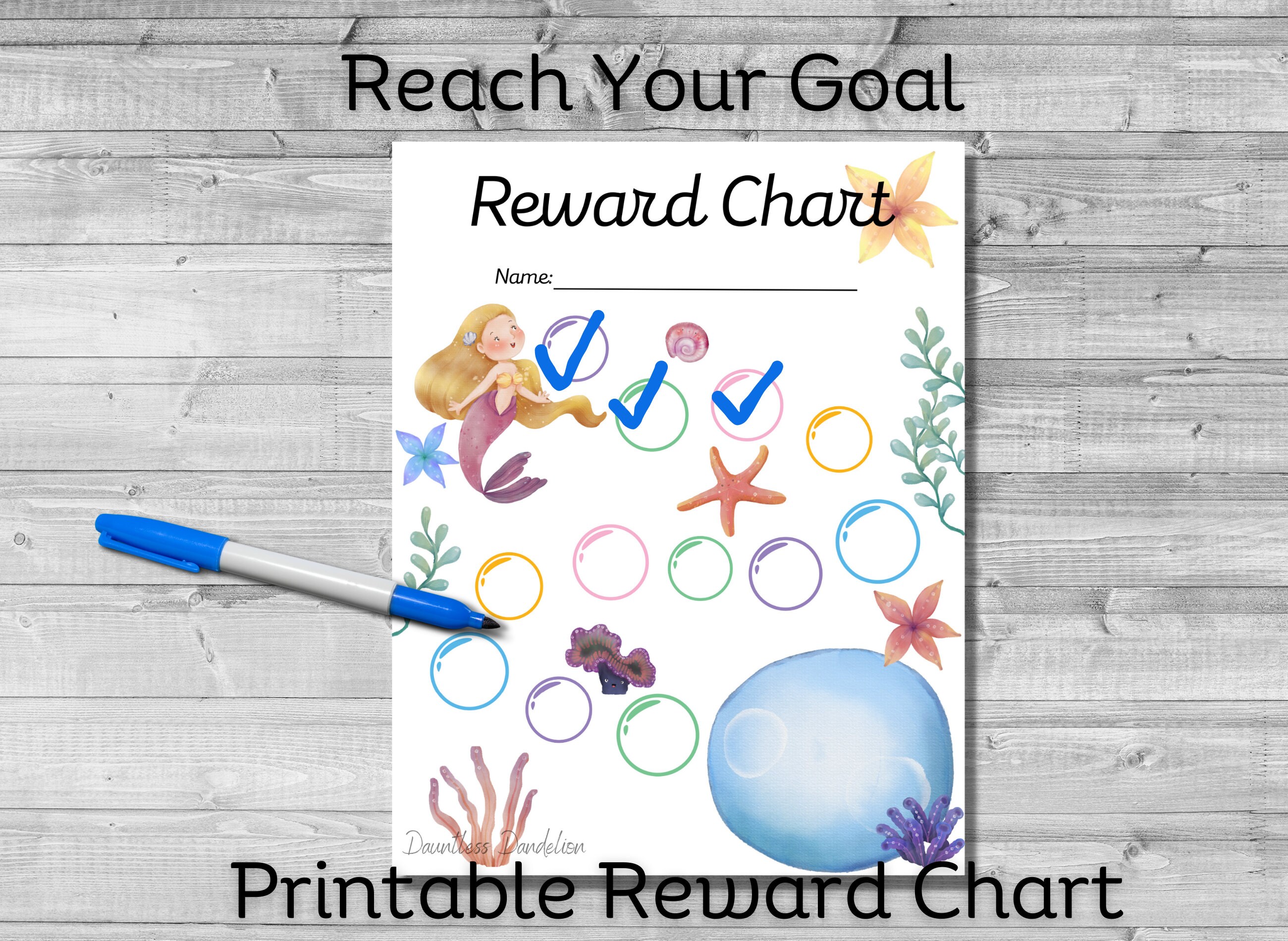 Mermaid Reward Chart, Kids Reward Chart, Motivation Printable ...