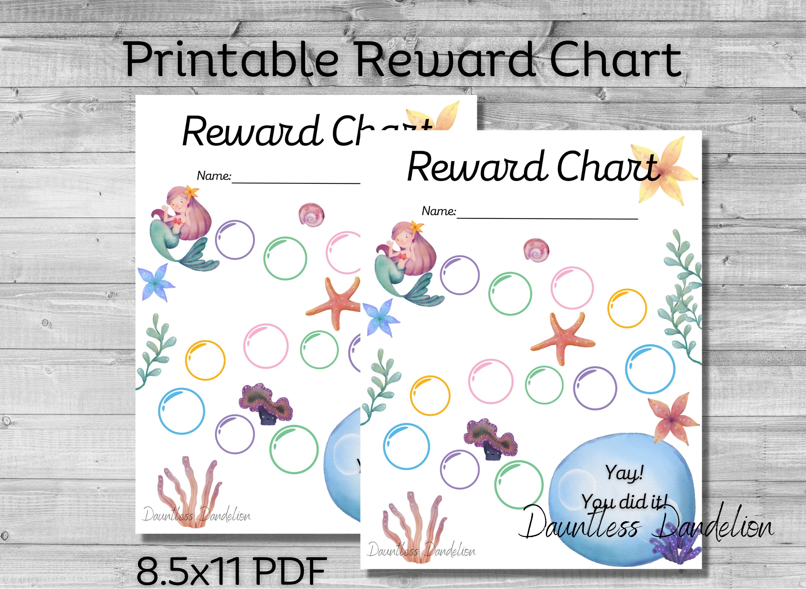 Mermaid Reward Chart, Reward Chart for Kids, Goal Setting Chart ...