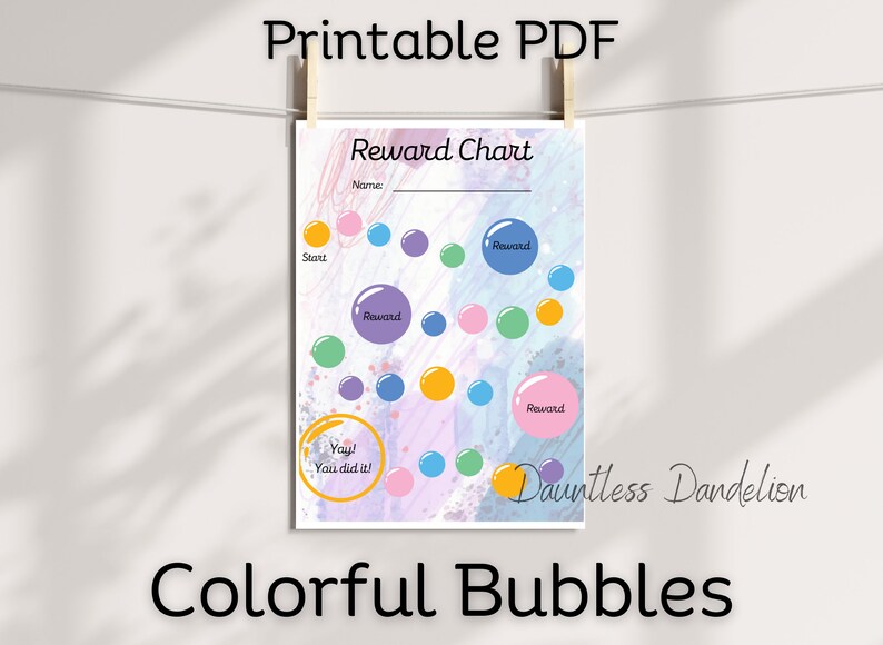 Kids Reward Chart, Bubble Chart, Printable Reward Chart - Etsy