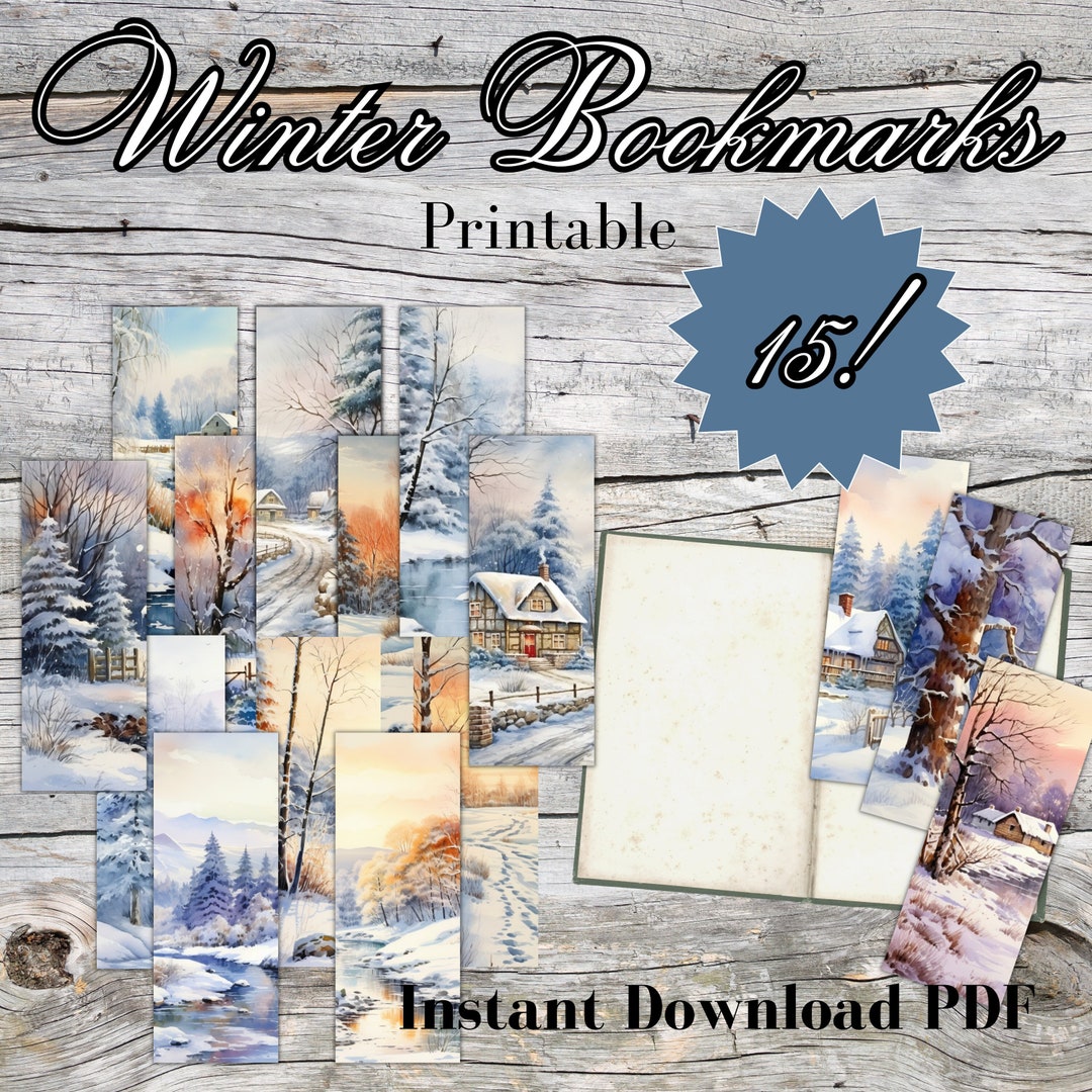 Winter Bookmarks, Holiday Winter Landscape Printable Bookmarks - Etsy