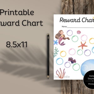Mermaid Reward Chart, Kids Reward Chart, Printable Reward Chart, Goal ...