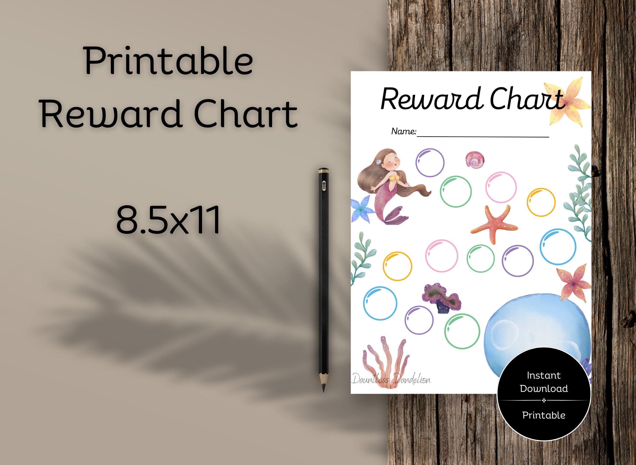 Mermaid Reward Chart, Kids Reward Chart, Printable Reward Chart, Goal ...