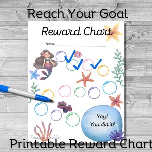 Printable Mermaid Reward Chart for Kids - Etsy