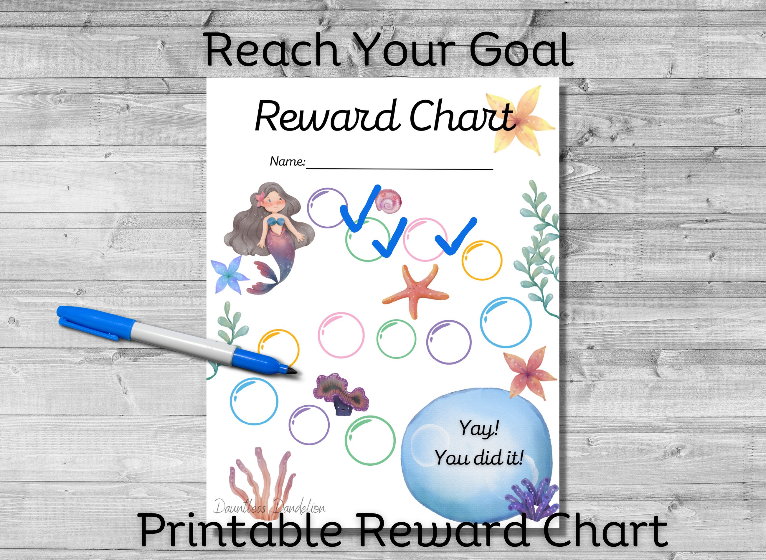 Printable Mermaid Reward Chart for Kids - Etsy
