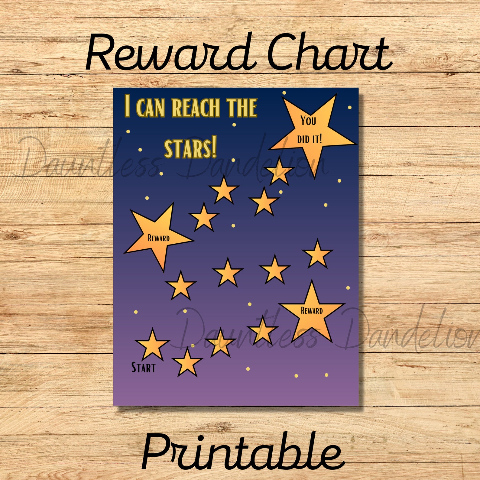 Reward Chart Kids Chart Printable Star Reward Chart - Etsy