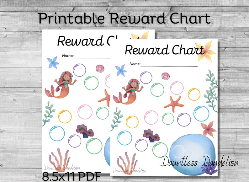 Mermaid Reward Chart, Kids Reward Chart, Motivational Goal Setting ...