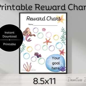 Mermaid Reward Chart, Kids Reward Chart, Printable Reward Chart, Goal ...