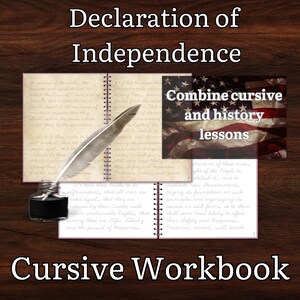 Cursive Writing Practice Workbook With the Declaration of Independence ...