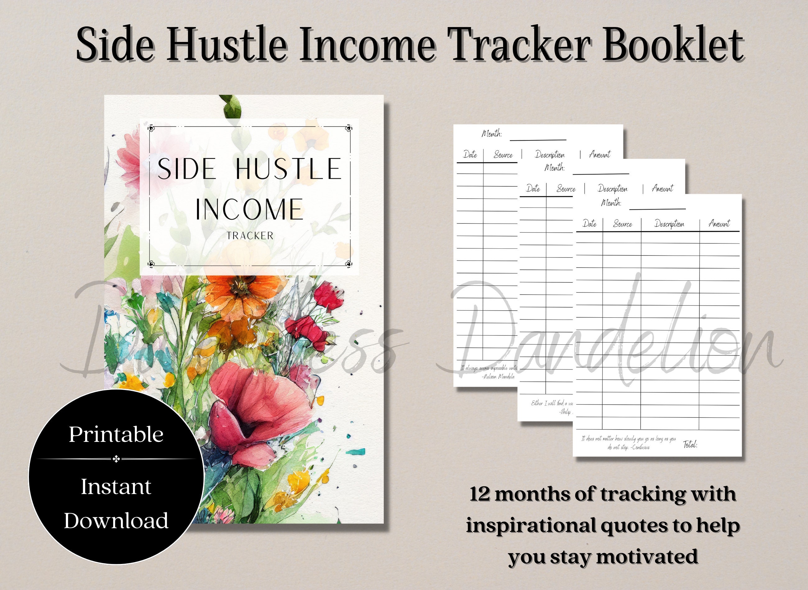 Side Hustle Income Tracker Printable Income Tracking Booklet - Etsy