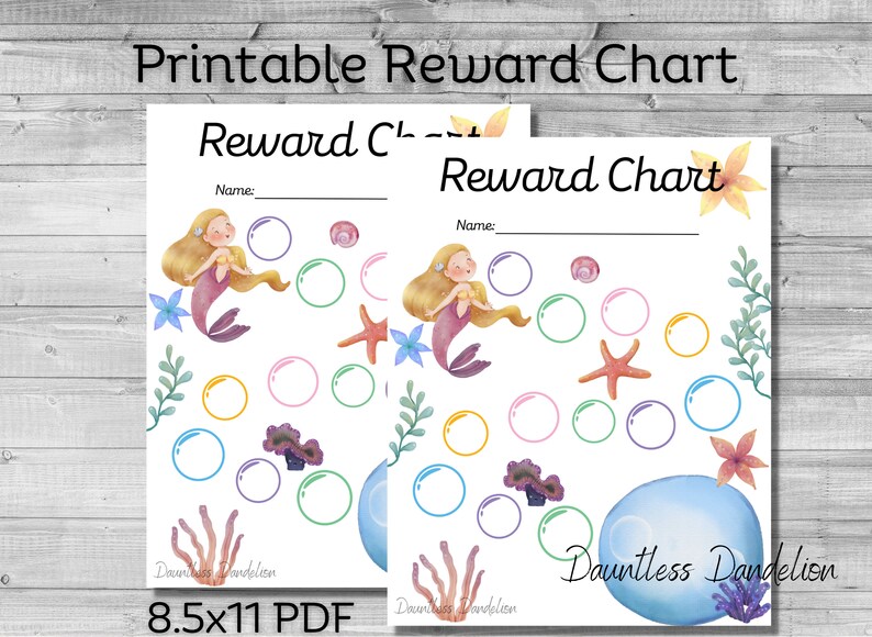 Mermaid Reward Chart, Kids Reward Chart, Motivation Printable ...