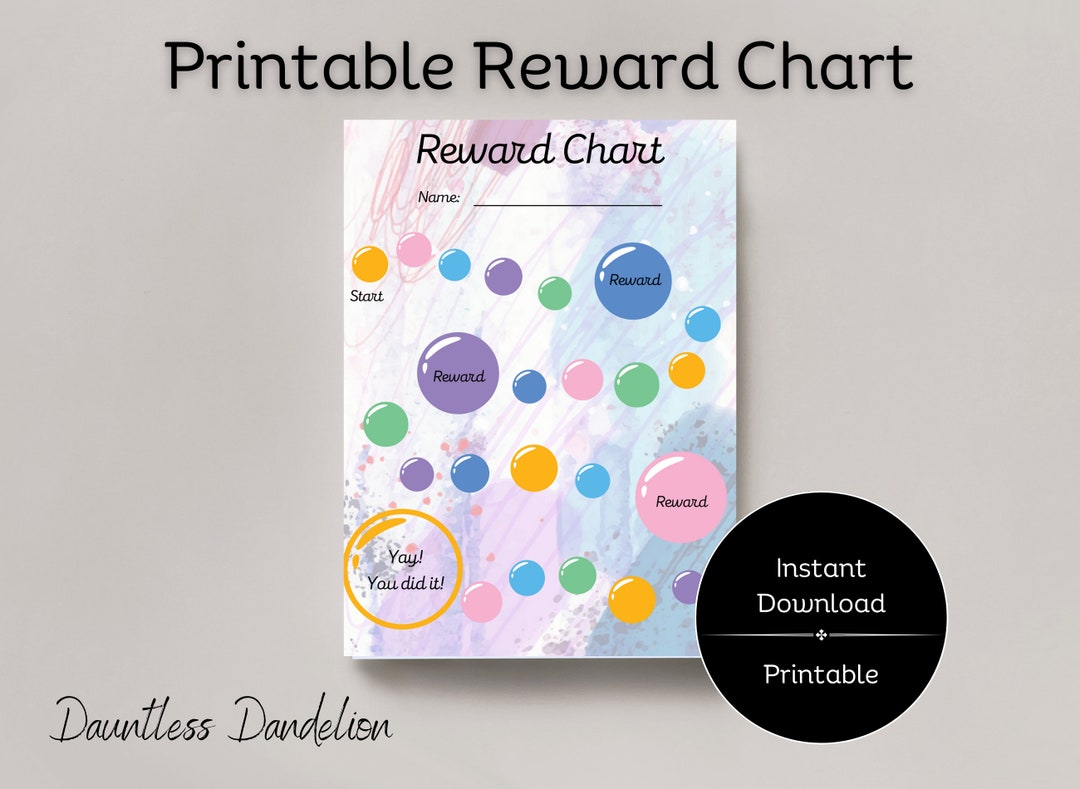Kids Reward Chart, Bubble Chart, Printable Reward Chart - Etsy