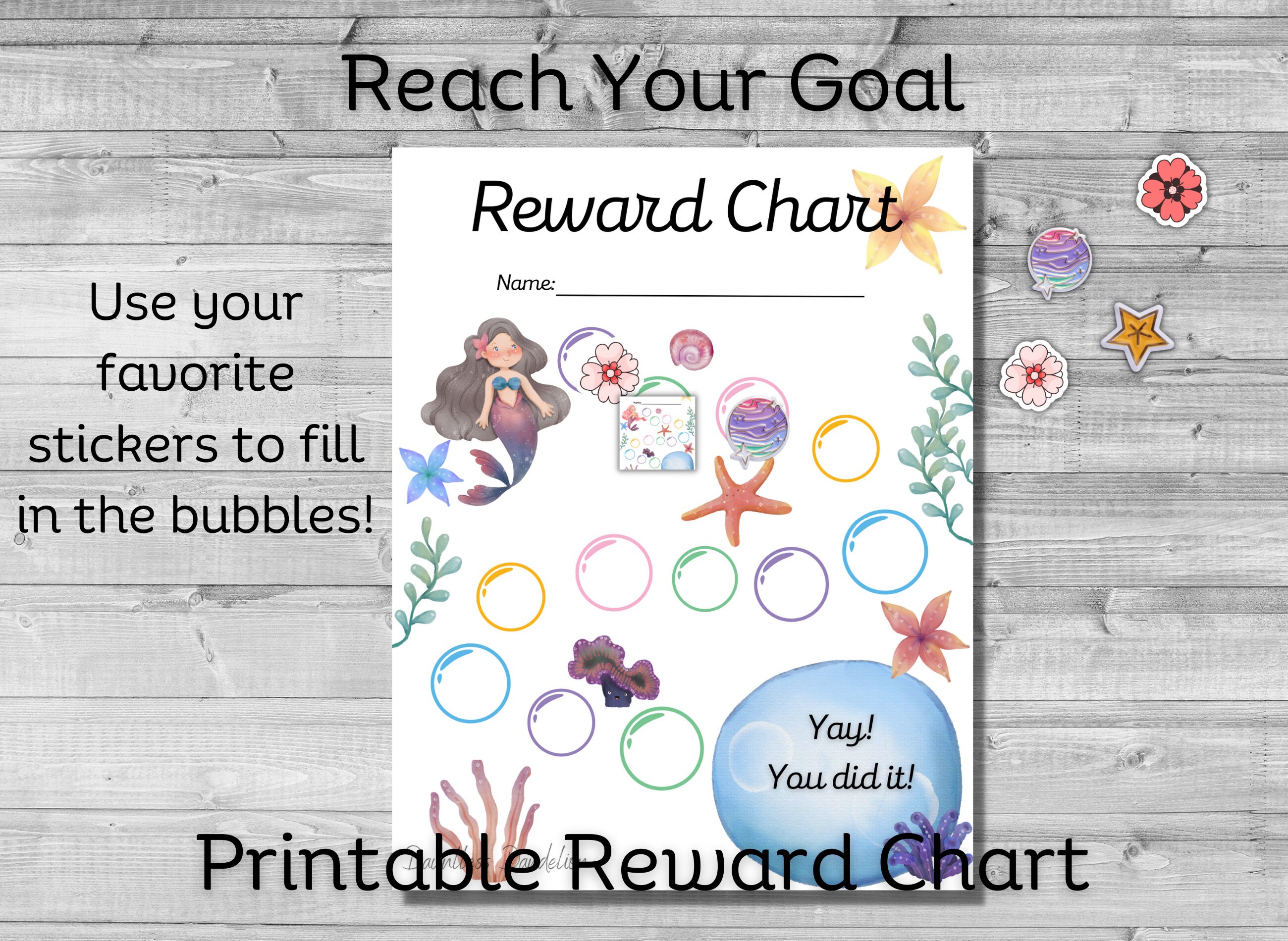 Printable Mermaid Reward Chart for Kids - Etsy