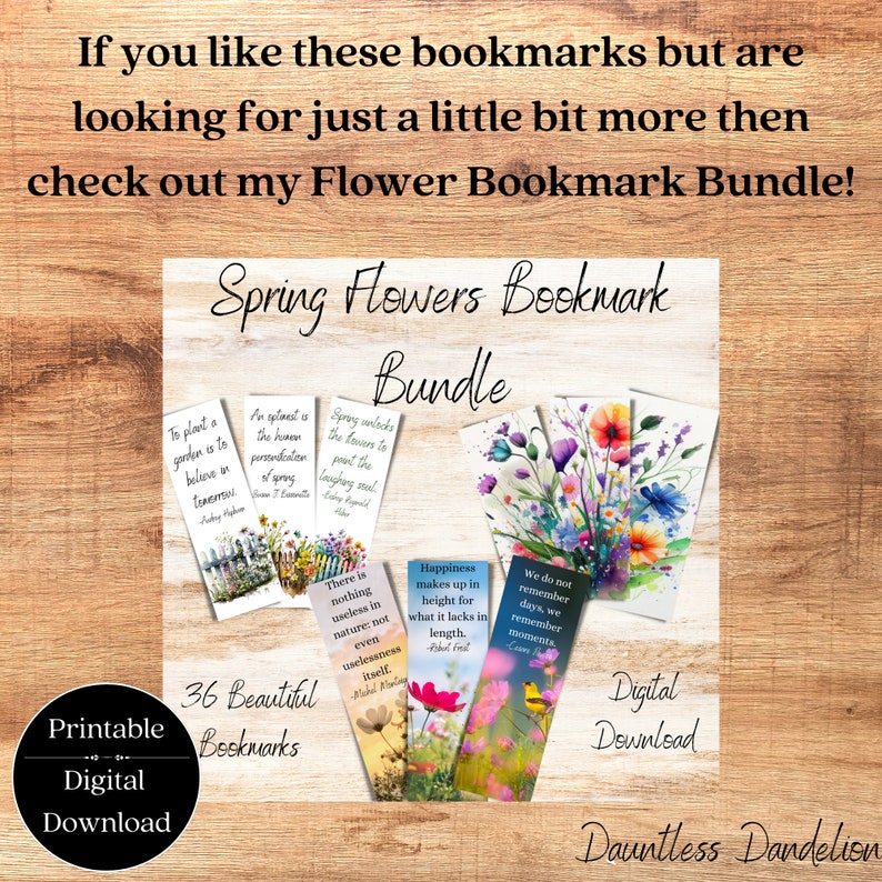 Flower Bookmarks, Spring Flowers, Watercolor Bookmarks, Printable ...