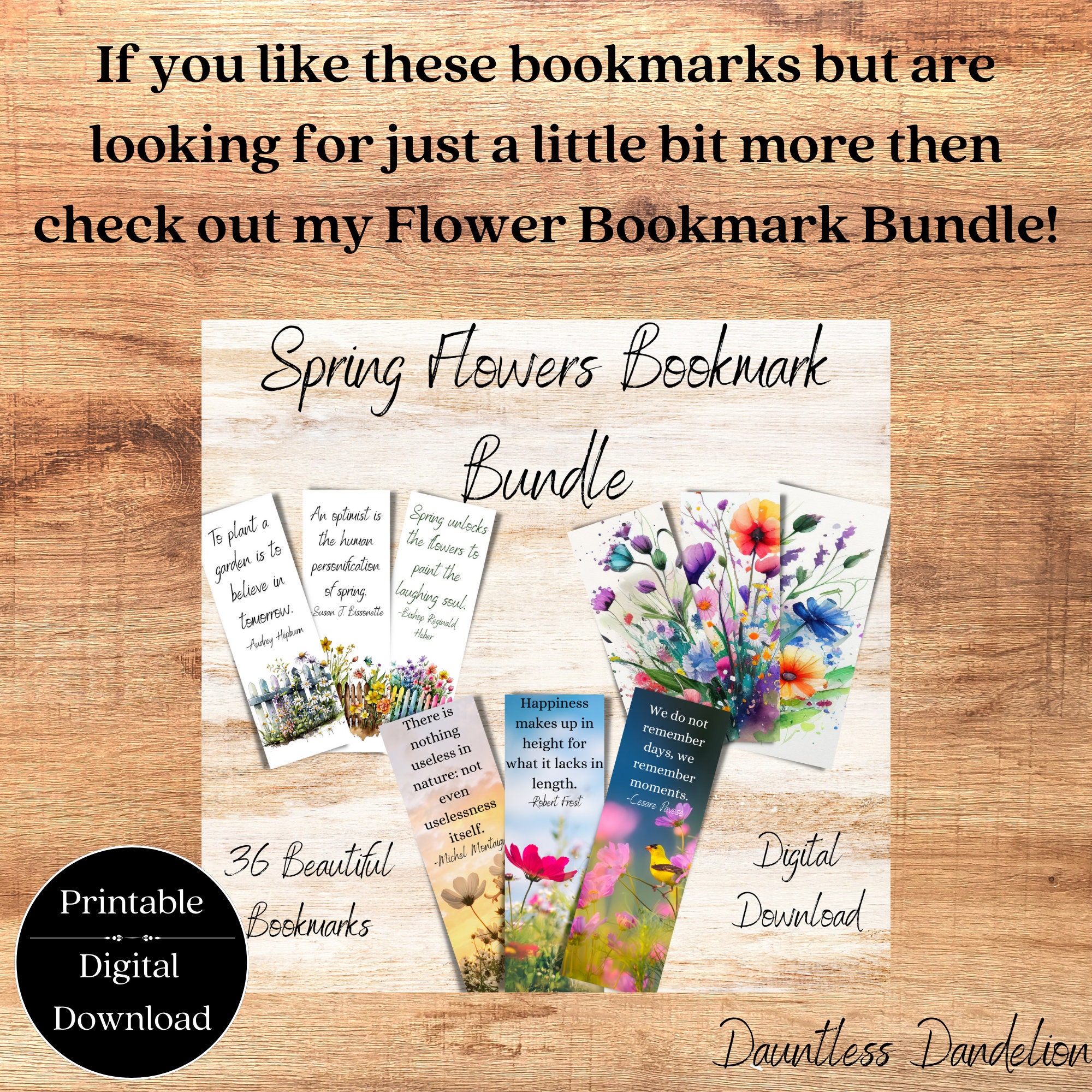 Flower Bookmarks, Spring Flowers, Watercolor Bookmarks, Printable ...