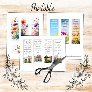 Flower Bookmark Bundle, Spring Bookmarks With Quotes, Inspirational ...