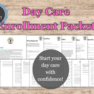 Daycare Enrollment Packet, Daycare Forms, Professional Child Care Forms ...
