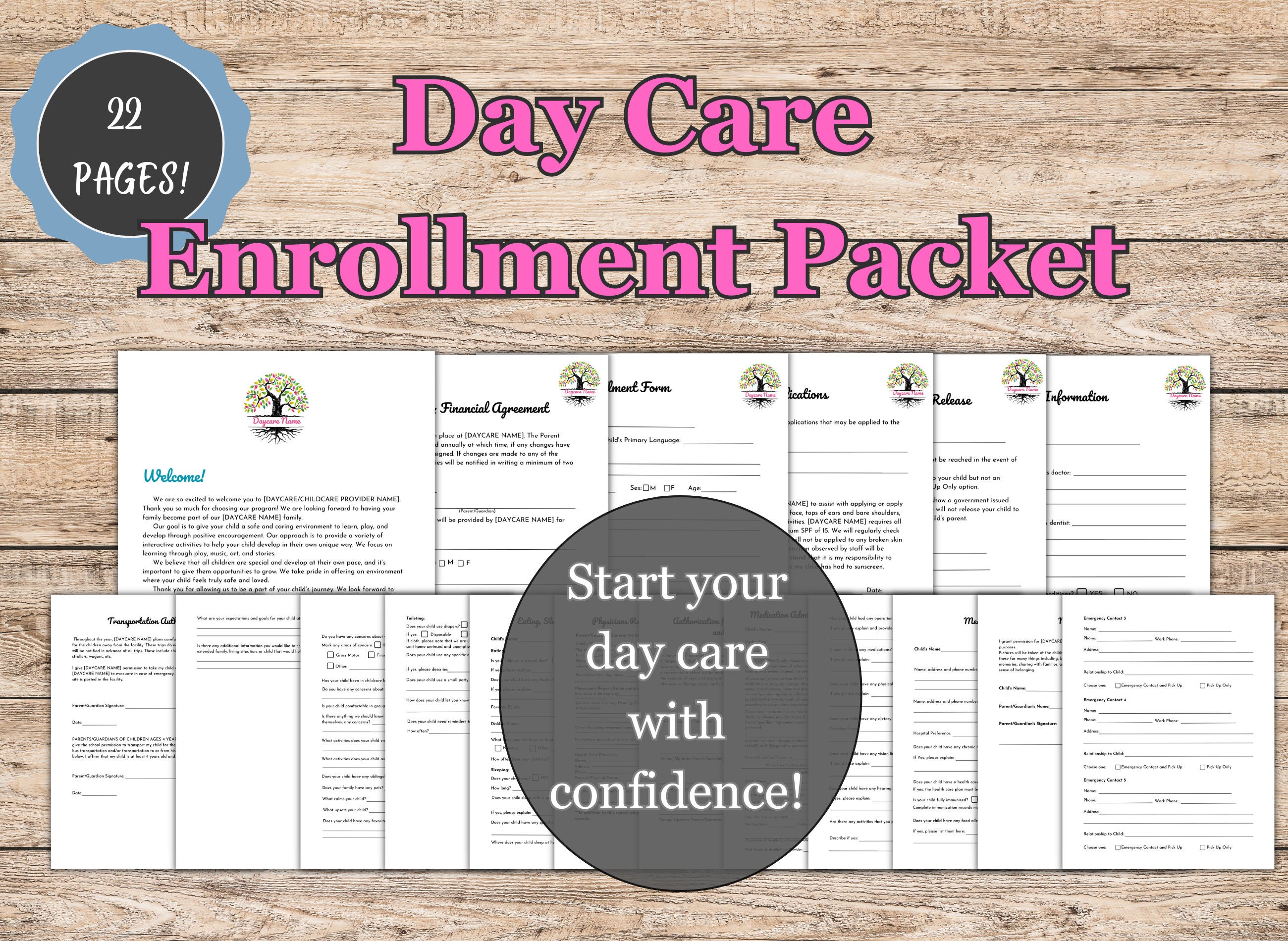 Daycare Enrollment Packet, Daycare Forms, Professional Child Care Forms, Home Day Care Kit - Etsy
