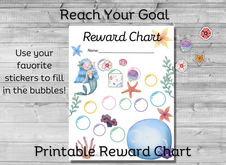 Girls Reward Chart, Mermaid Reward Chart Printable, Bubble Reward Chart ...
